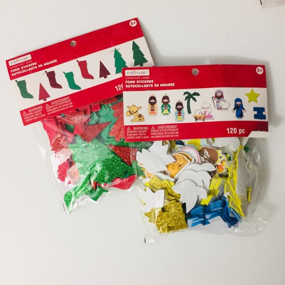 Creatology | Holiday | 2x Xmas Foam Stickers Nativity Tree Stocking ...
